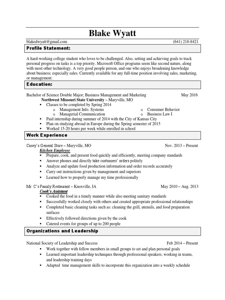 Blake Wyatt: Profile Statement | PDF
