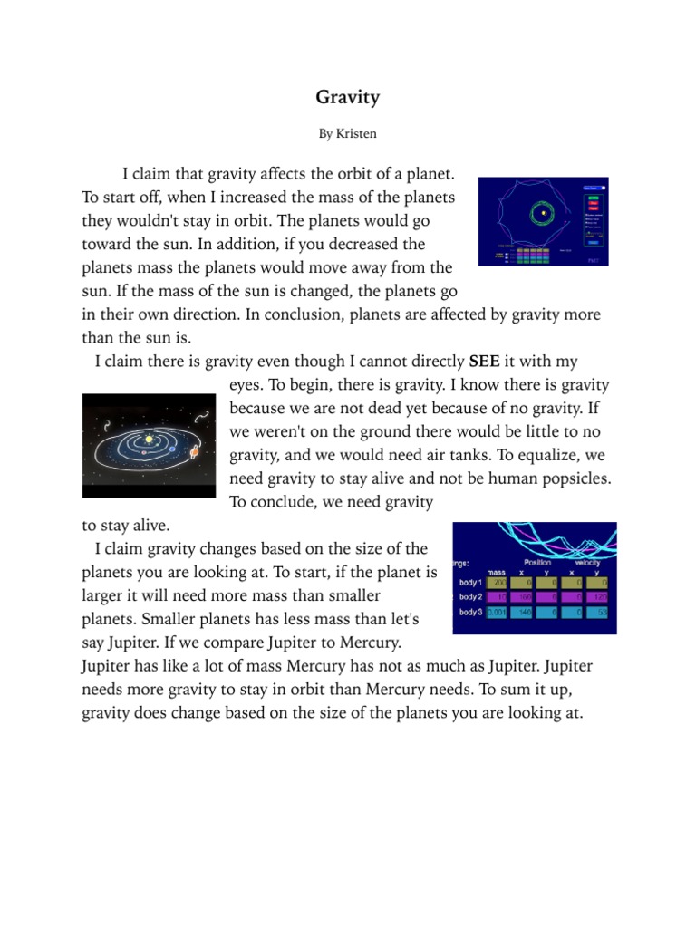 Gravity: by Kristen | PDF | Science & Mathematics