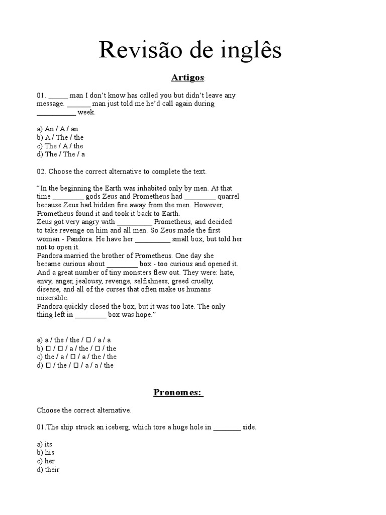 Revisão de Inglês | PDF