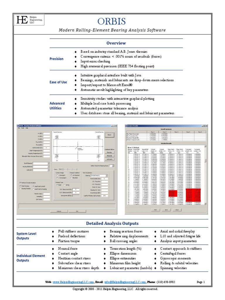 ORBIS Brochure | PDF | Bearing (Mechanical) | Databases