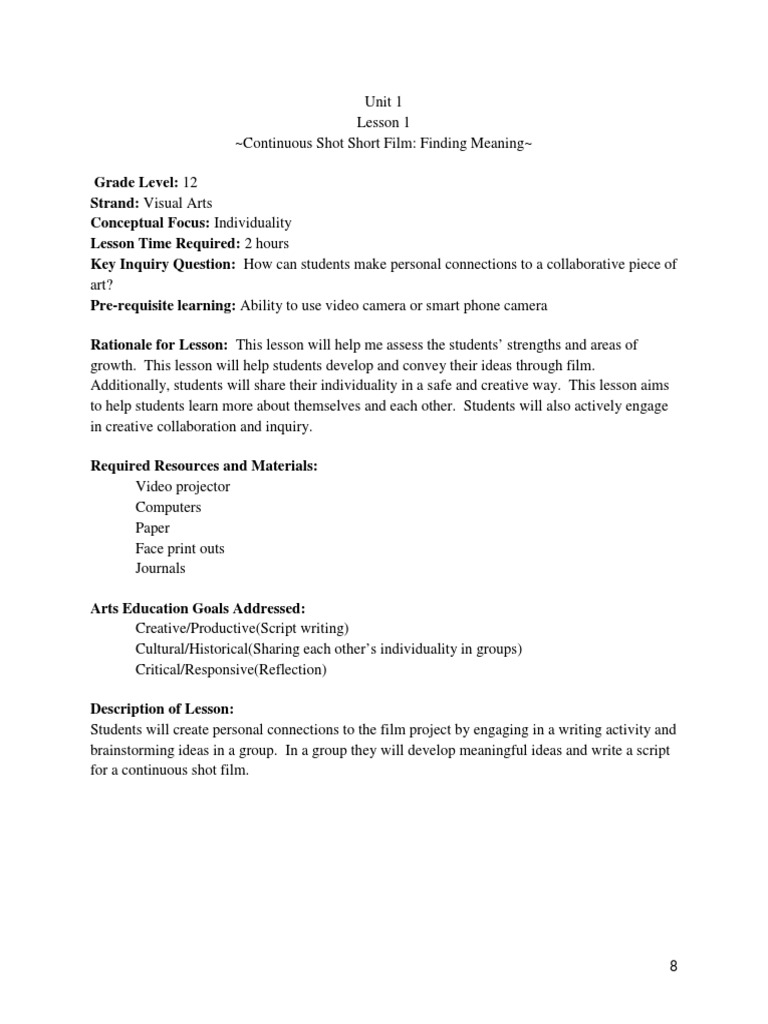 Lesson Plans | PDF | Filmmaking | Creativity