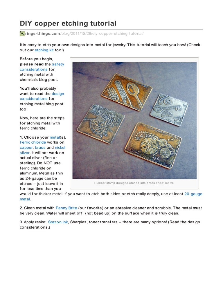 DIY Copper Etching Tutorial | PDF | Etching | Crystalline Solids