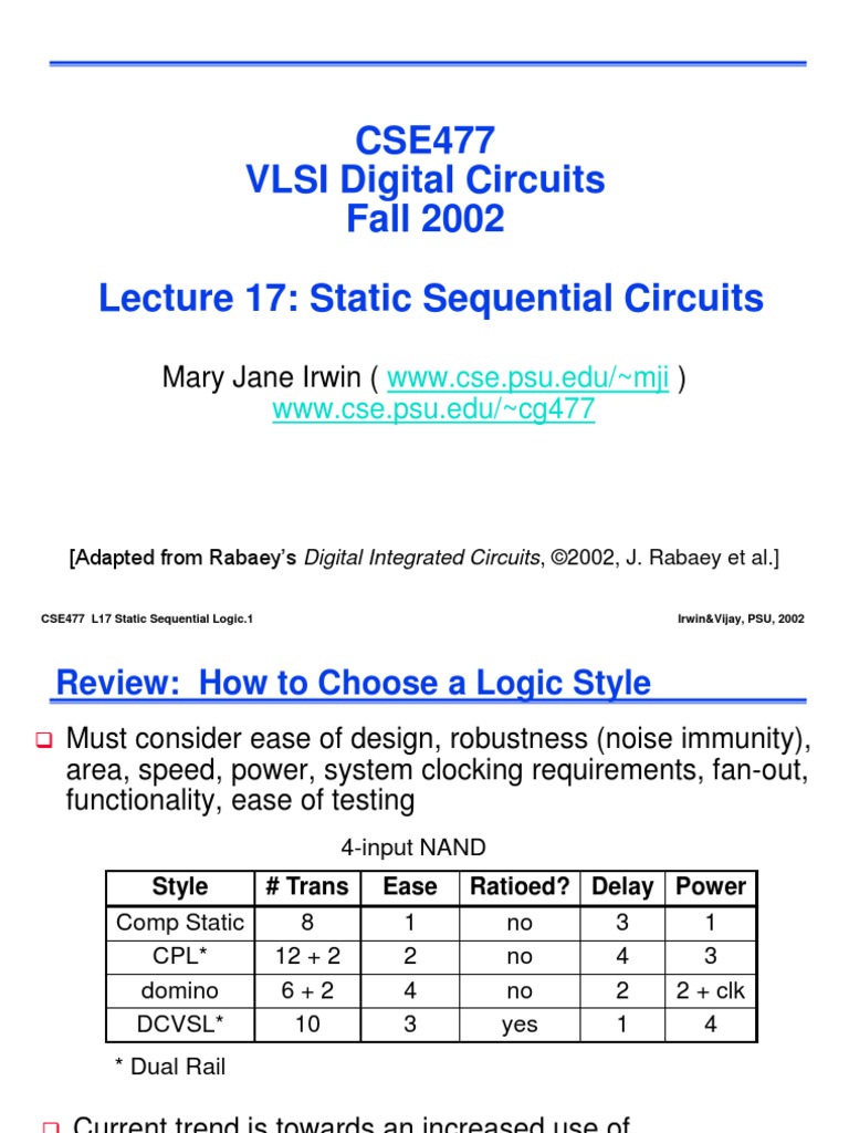 Cse477-17 Staticseq | PDF | Computer Hardware | Electromagnetism