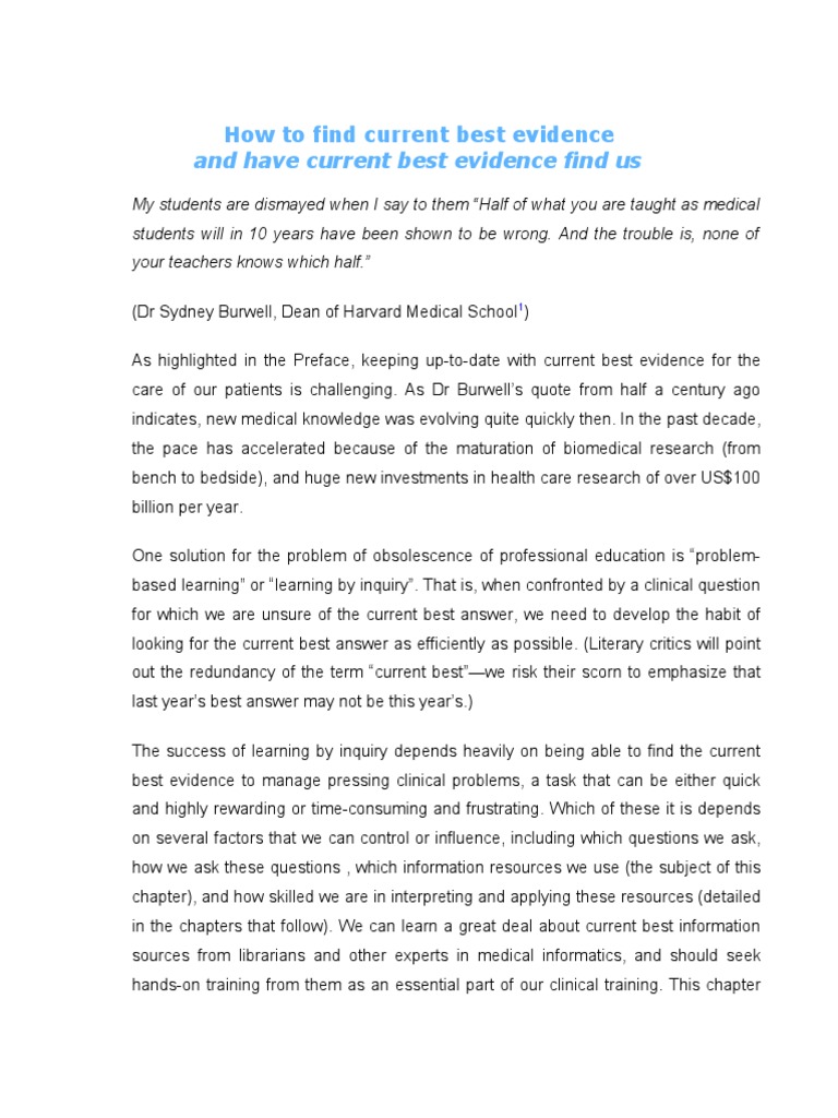 How To Find Current Best Evidence | PDF | Career & Growth | Science ...