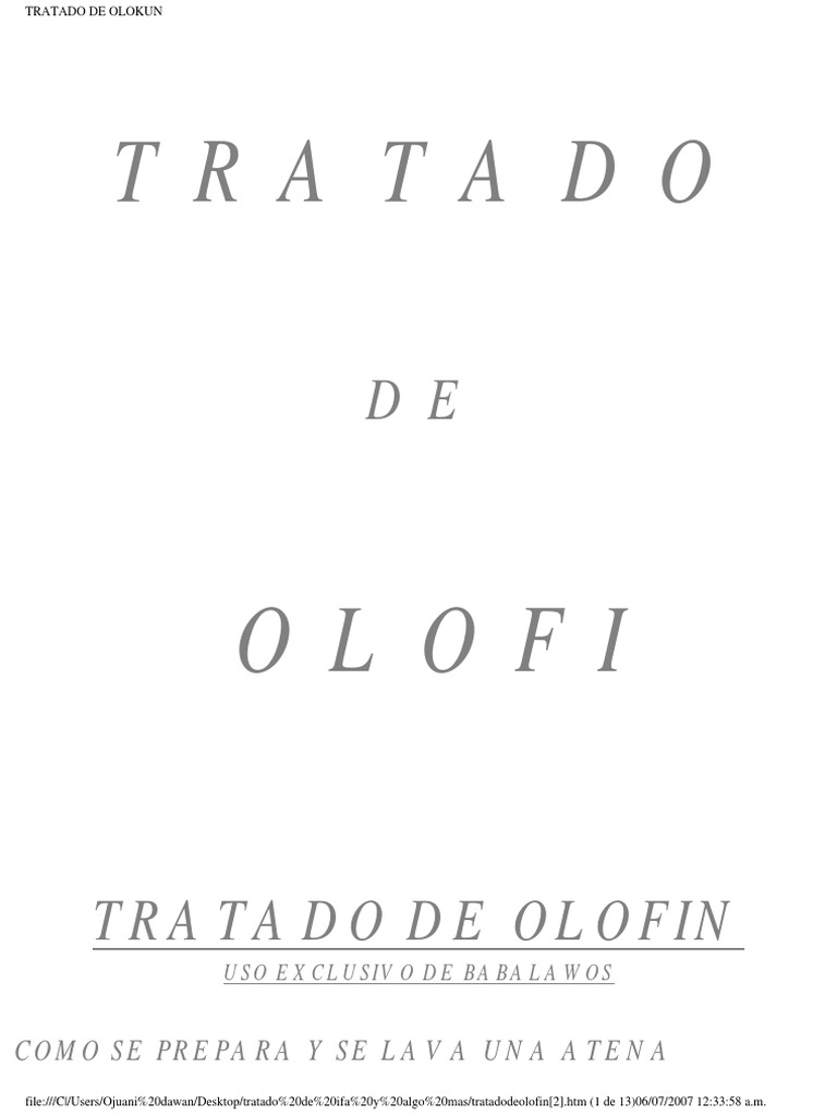 Tratado de Olofi | PDF | Naturaleza