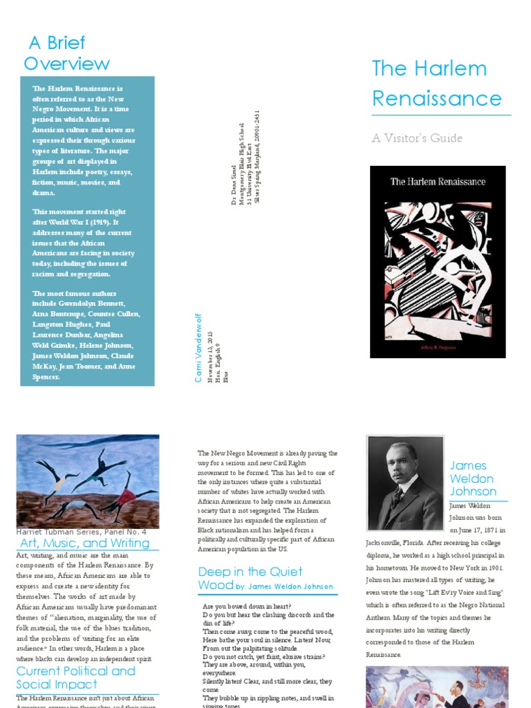 The Harlem Renaissance-Brochure | PDF | Harlem Renaissance | African ...