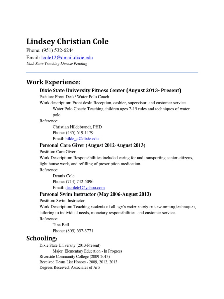 Lindsey Christian Cole - Resume | PDF