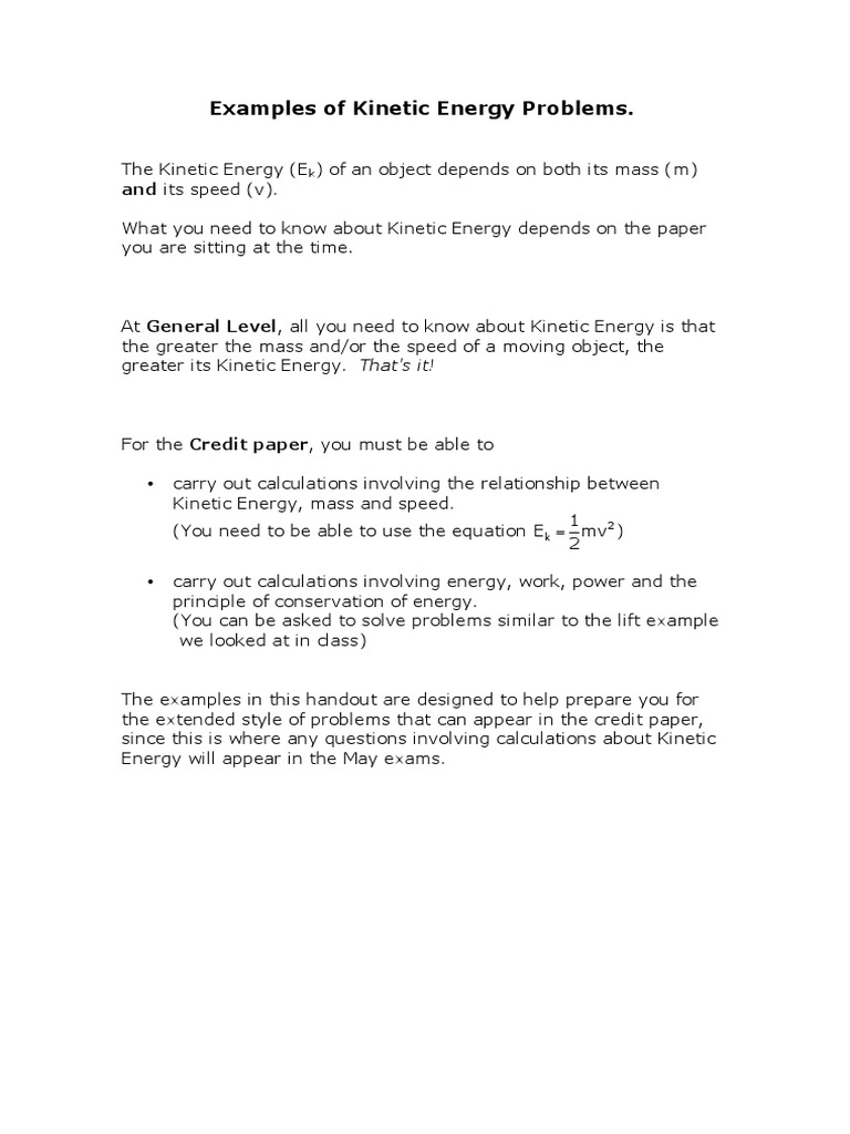 Examples of Kinetic Energy Problems | PDF | Kinetic Energy | Rocket