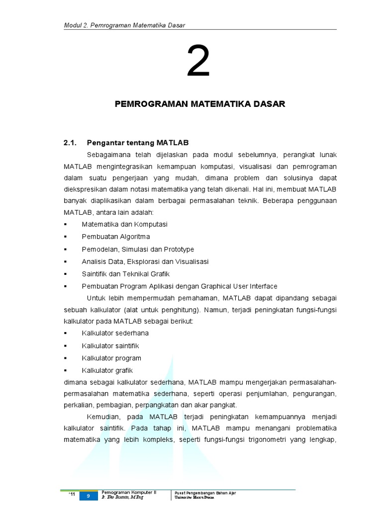 Panduan Dasar Pemrograman MATLAB | PDF