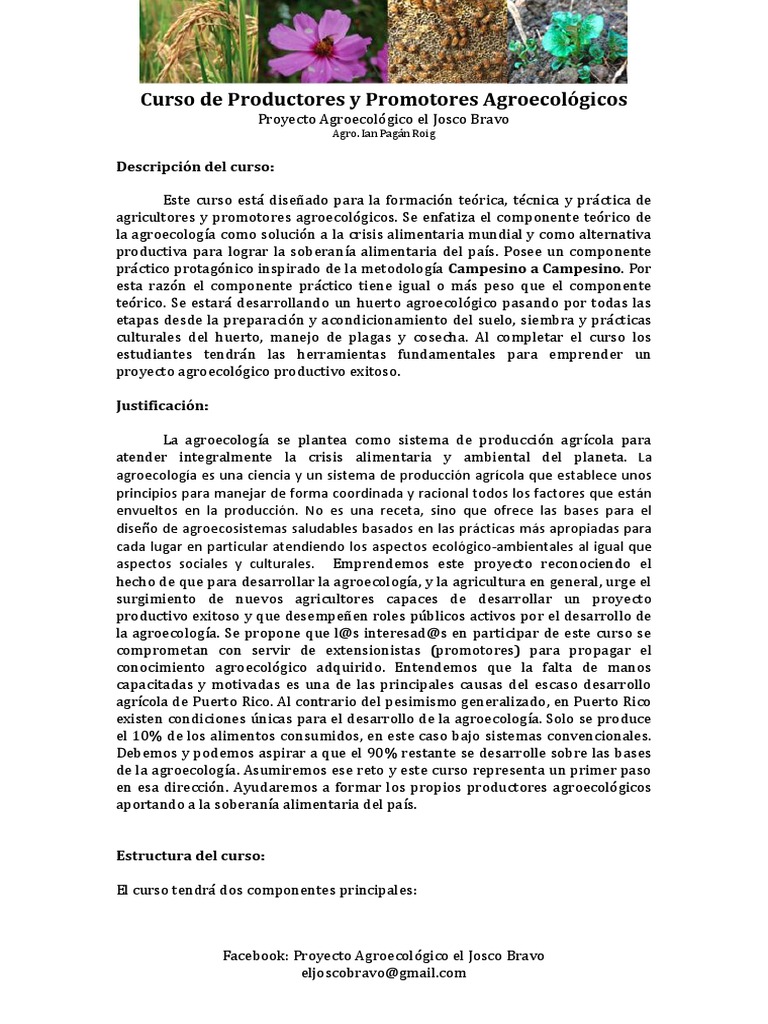 Prontuario Curso De Productores Y Promotores Agroecológicos Pdf