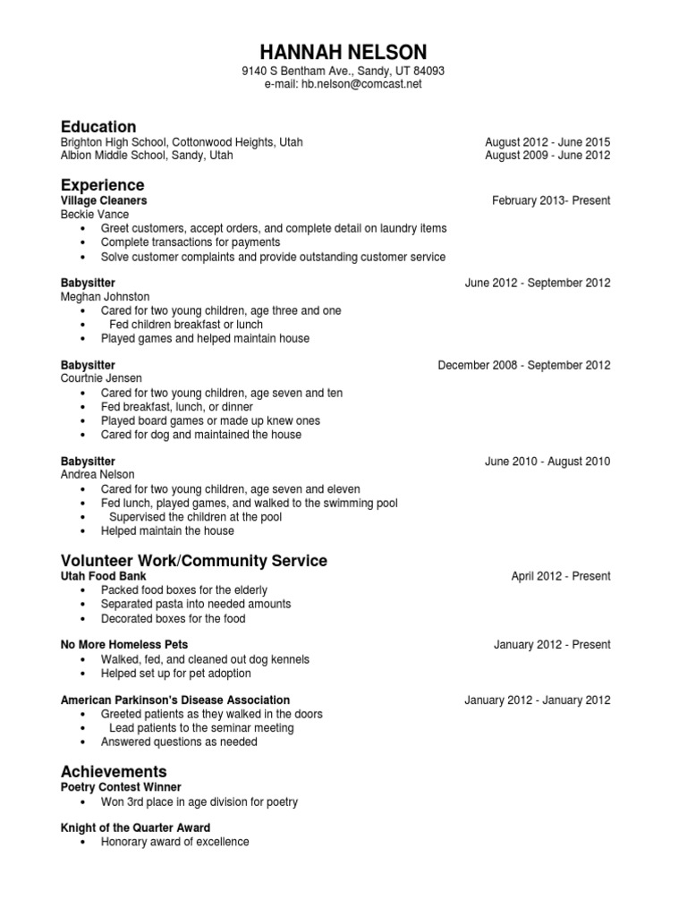 Hannah Nelson's Resume Overview | PDF