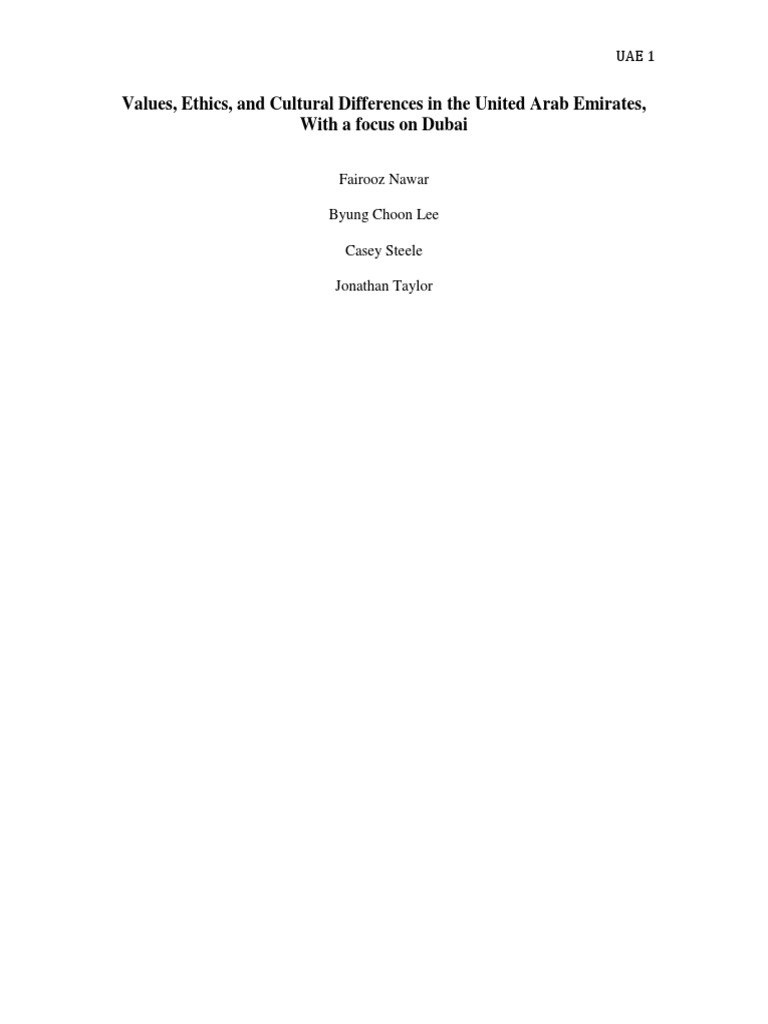 UAE Cultural Values and Ethics in Dubai | PDF | United Arab Emirates ...