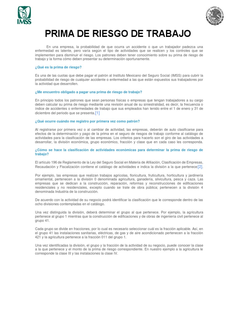 Prima de Riesgo de Trabajo | Seguro | La seguridad