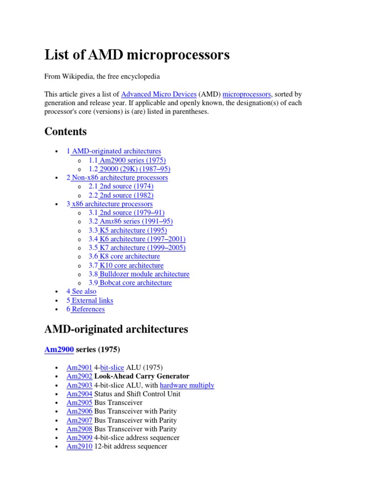 List of AMD Microprocessors | PDF | Advanced Micro Devices | X86 ...