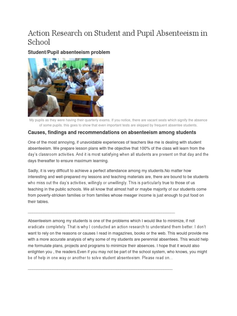 Causes of Student Absenteeism in Schools | PDF | Teachers | Questionnaire