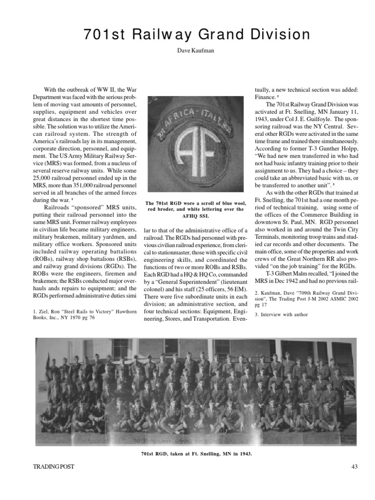 701st Railway Grand Division | PDF | Rail Transport | Land Transport