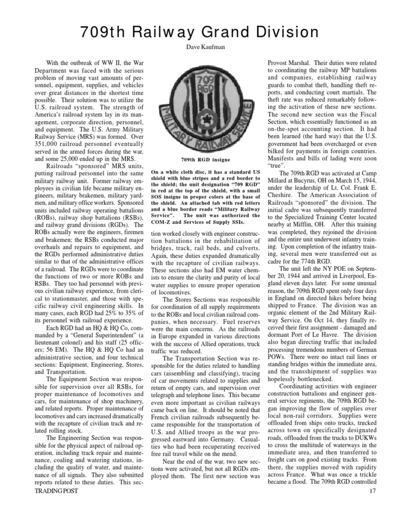 709th Railway Grand Division | PDF | Rail Transport | Transport