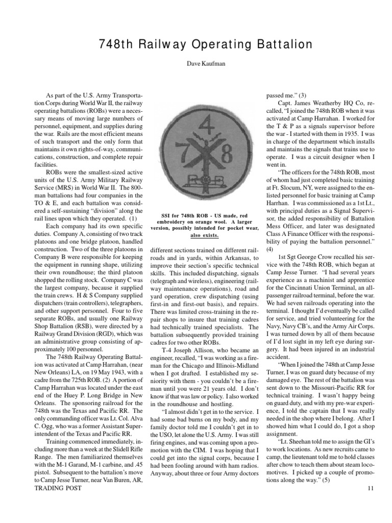 WWII 748th Railway Operating Battalion | PDF | Rail Transport | Train