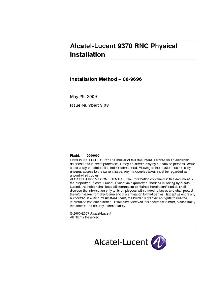 08-9696-308 Alcatel-Lucent 9370 RNC Physical Installation May09 | PDF ...