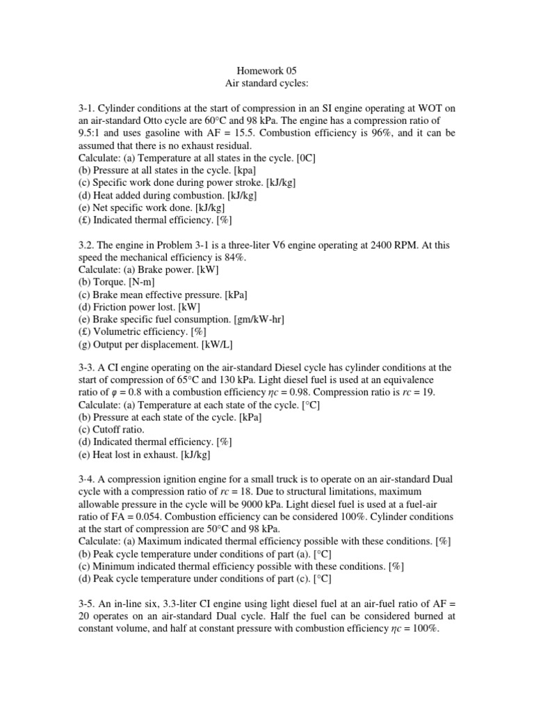 Analysis of air-standard cycles and engine performance parameters for ...