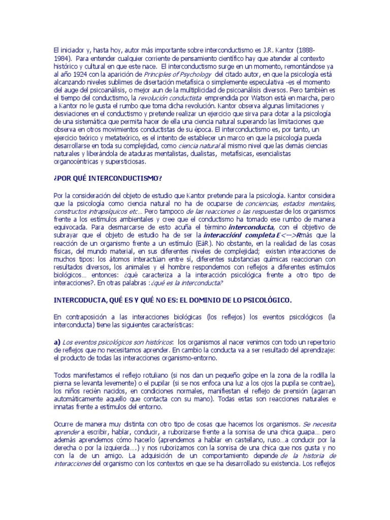 Interconductismo Principios Basicos | PDF | Comportamiento | Sicología