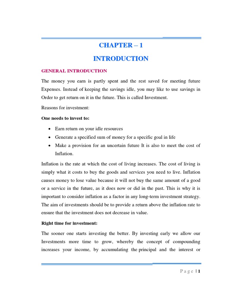 Chapter-1 Gold Investment | PDF | Sampling (Statistics) | Investor