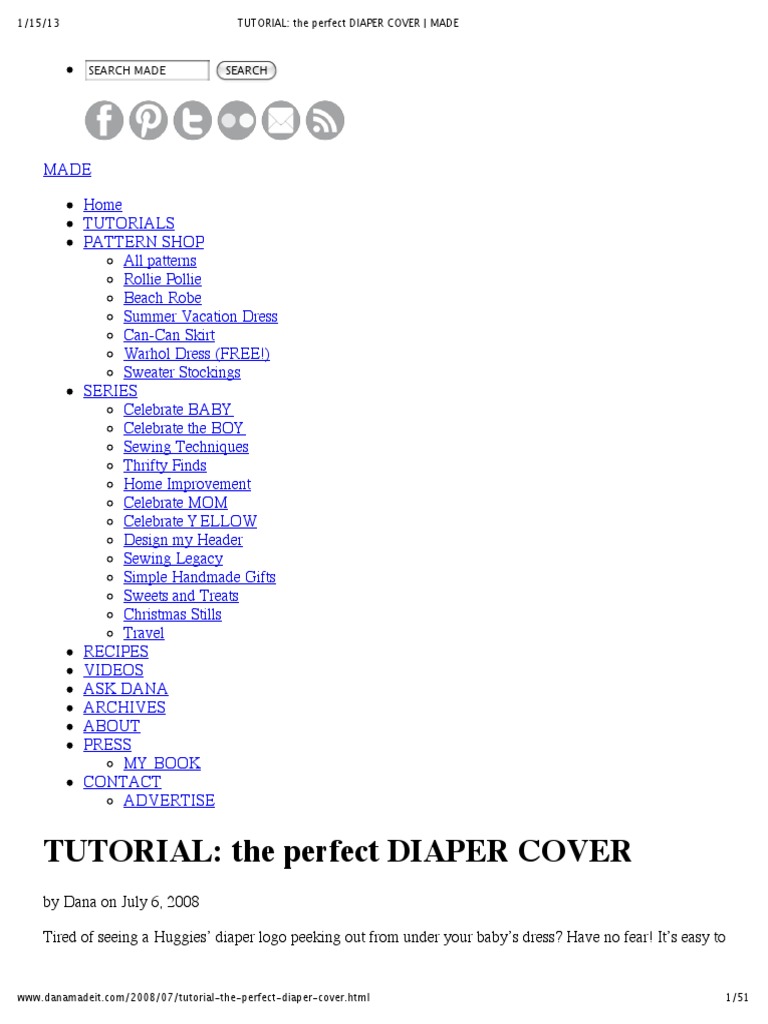 Tutorial - The Perfect Diaper Cover - Made | PDF | Seam (Sewing) | Diaper