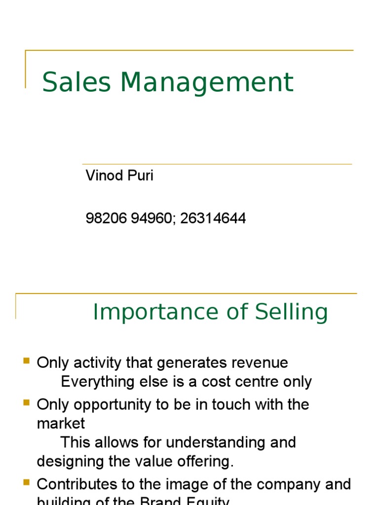 Sales Management | PDF | Sales | Leadership