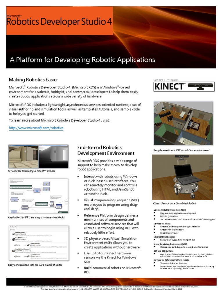 Microsoft Robotics Developer Studio 4 Datasheet En | Microsoft Visual ...