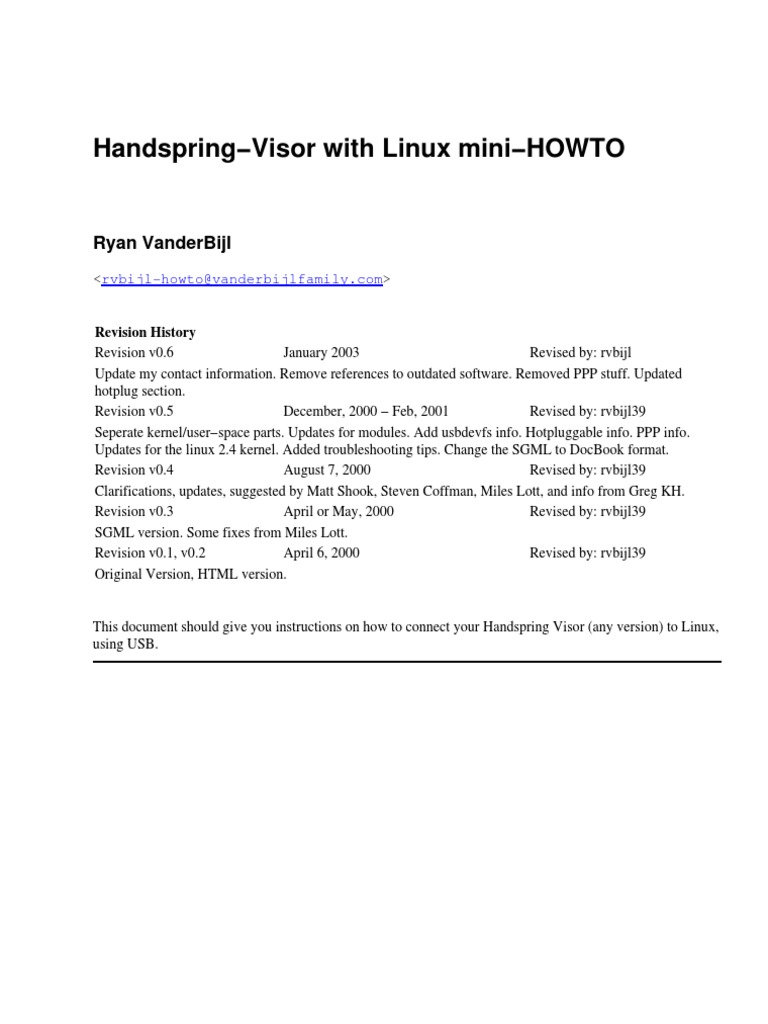 Handspring Visor | PDF | Device Driver | Linux Distribution