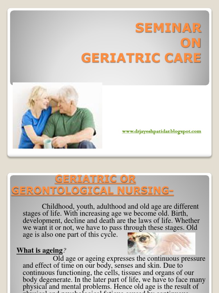 Geriatric Care | PDF | Ageing | Old Age