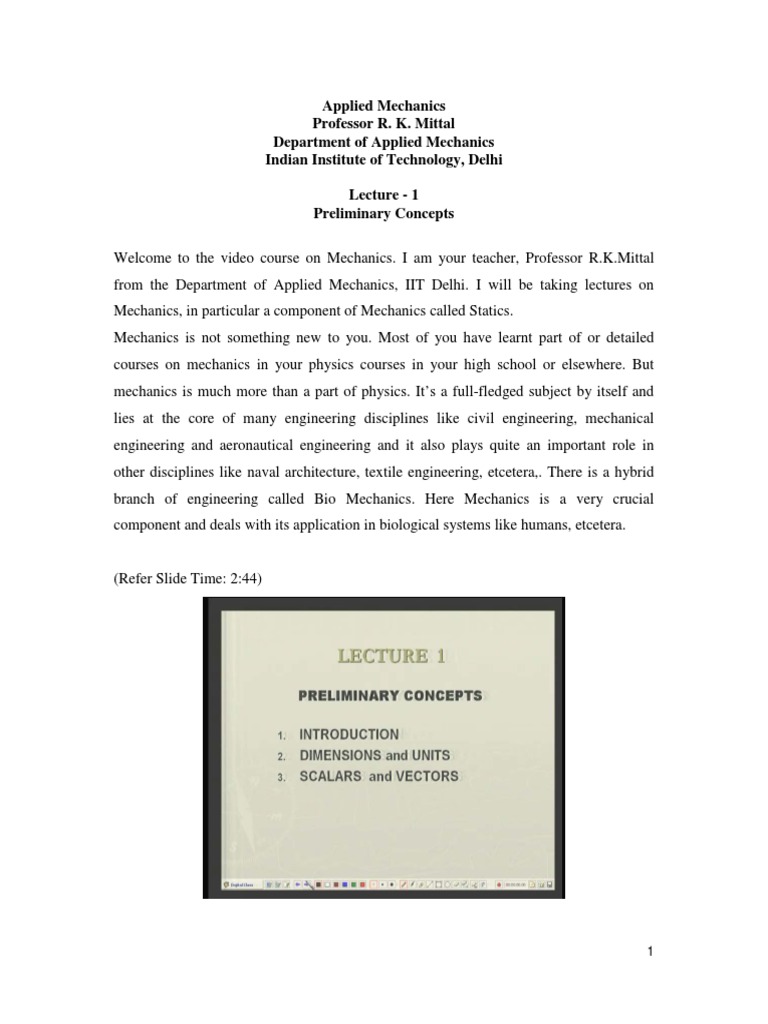 Lec 1 | PDF | Euclidean Vector | Mechanics