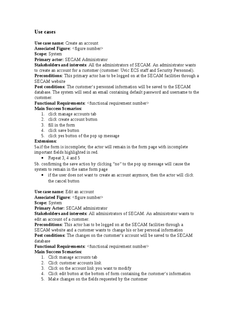 Use Cases | PDF | User (Computing) | Password