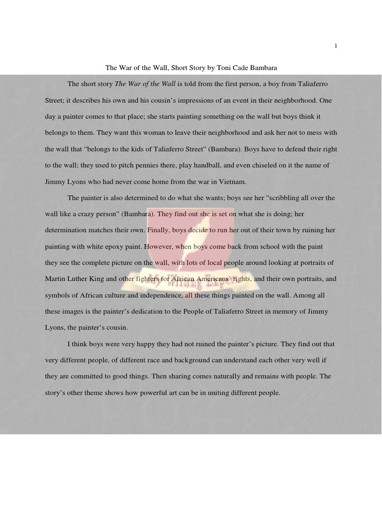 The War of The Wall, Short Story by Toni Cade Bambara | PDF | Travel ...