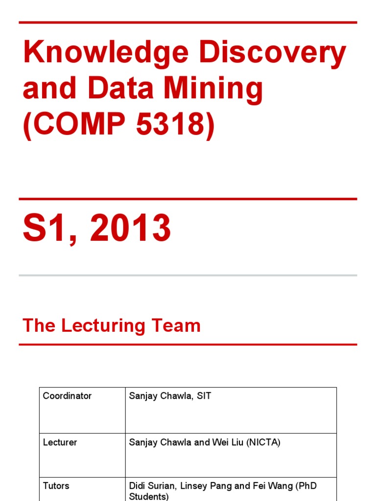 2013 COMP5318 Lecture1 | PDF | Data Mining | Machine Learning