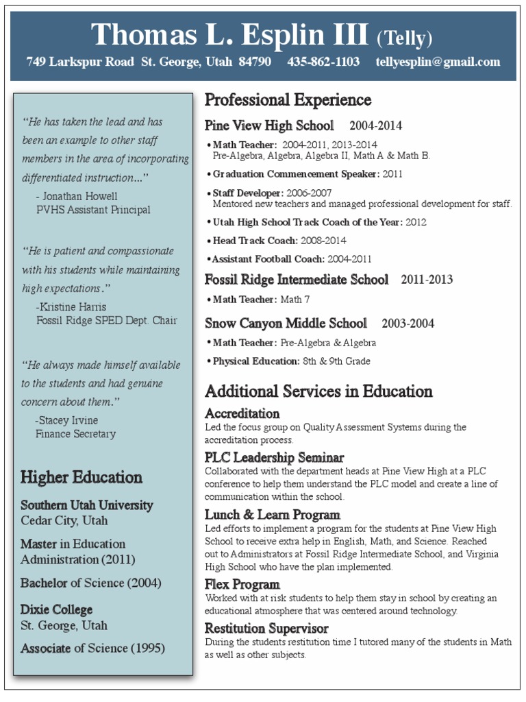 Experienced Math Teacher & Coach | PDF