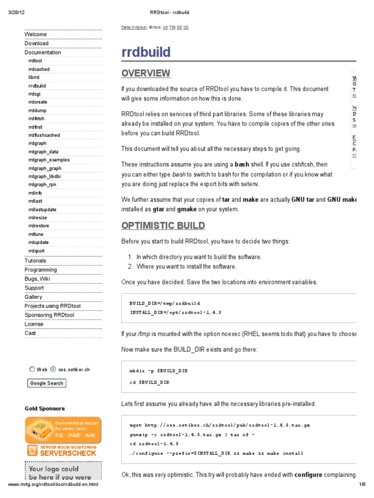 RRDtool - Rrdbuild | PDF | C (Programming Language) | System Software