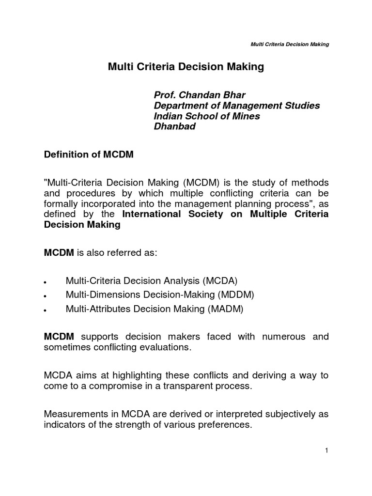 Multi Criteria Decision Analysis Techniques | PDF | Loss Function | Linear Programming
