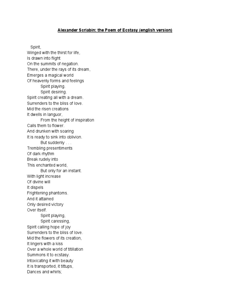 Scriabin Poem of Ecstasy English | PDF