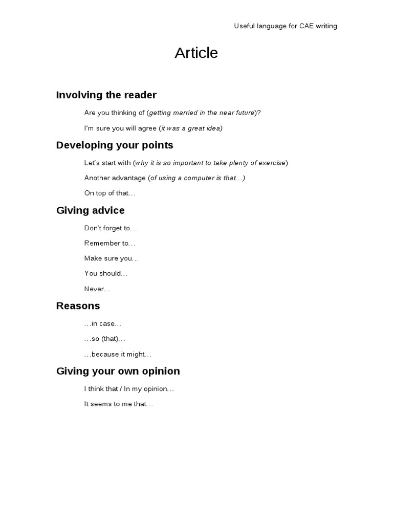 CAE - Article - Useful Language | PDF | Career & Growth | Computers