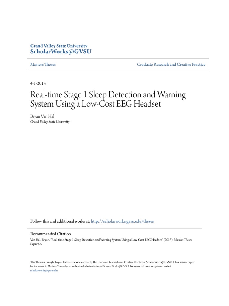 Real-Time Stage 1 Sleep Detection and Warning System Using A Low | PDF ...