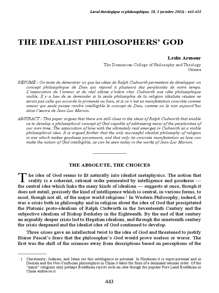 Armour%Idealist Philosphy of God | PDF | Idealism | Absolute (Philosophy)