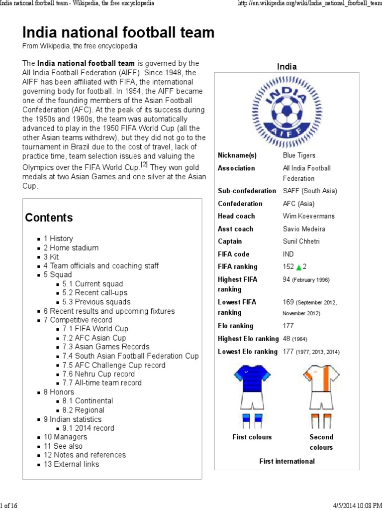 India National Football Team - Wikipedia, The Free Encyclopedia | PDF ...