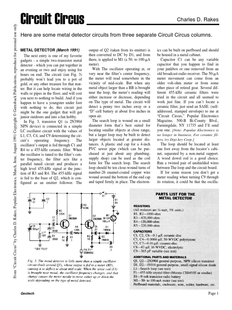 Metal Detector | PDF | Detector (Radio) | Inductor