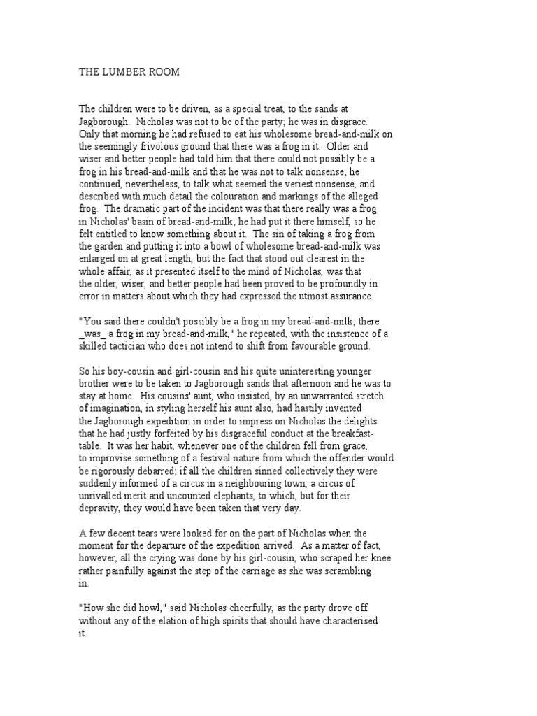 The Lumber Room by Saki | PDF | Violence | Leisure