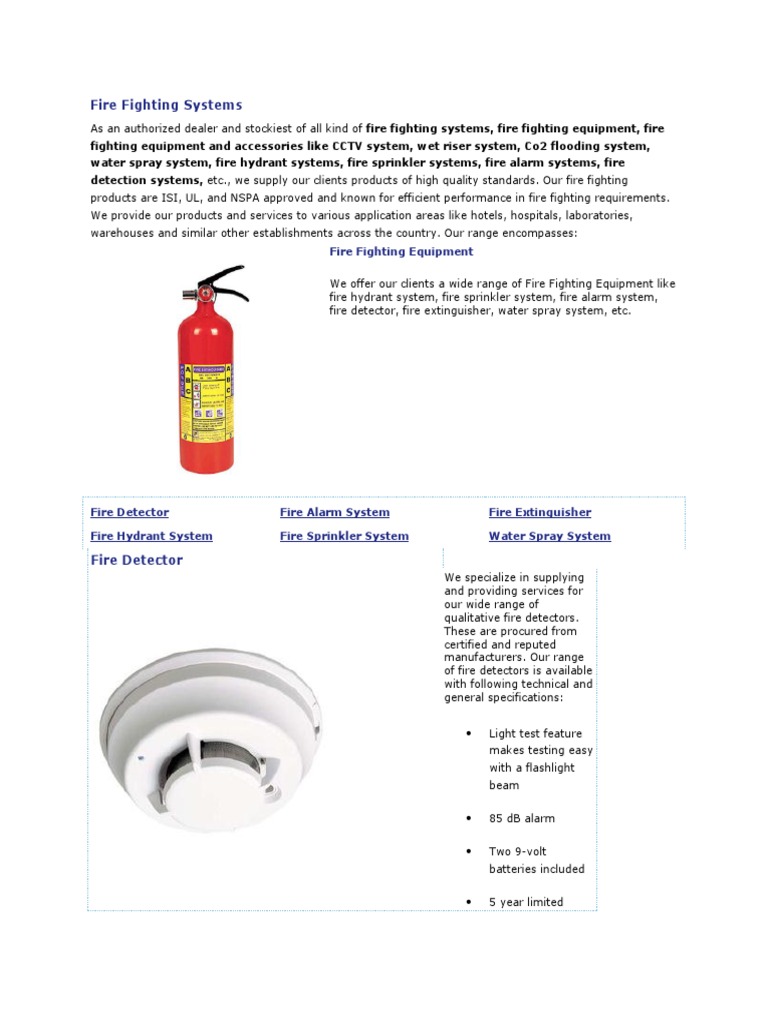 Fire Fighting Systems | PDF | Fire Sprinkler System | Carbon Dioxide