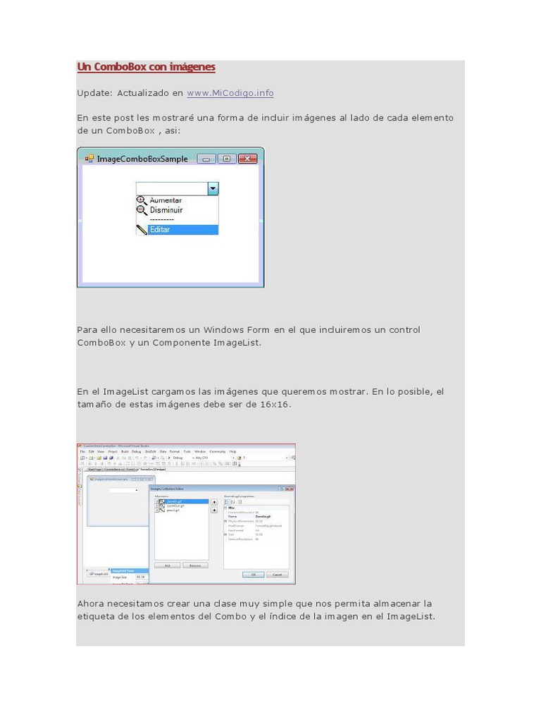 Un ComboBox Con Imágenes | PDF | Programación de computadoras | Ingeniería de software