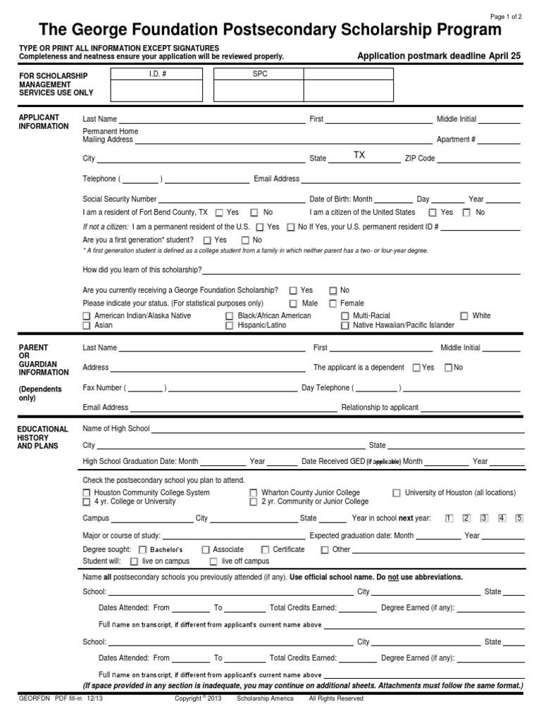 2014 George Postsecondary-Application | PDF | The United States ...