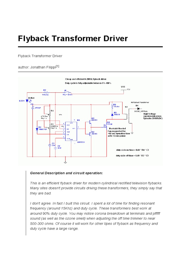 Flyback Transformer Driver | PDF | Rectifier | Transformer