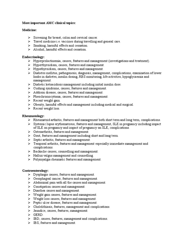 AMC Clinical Topics | PDF | Pregnancy | Rheumatology
